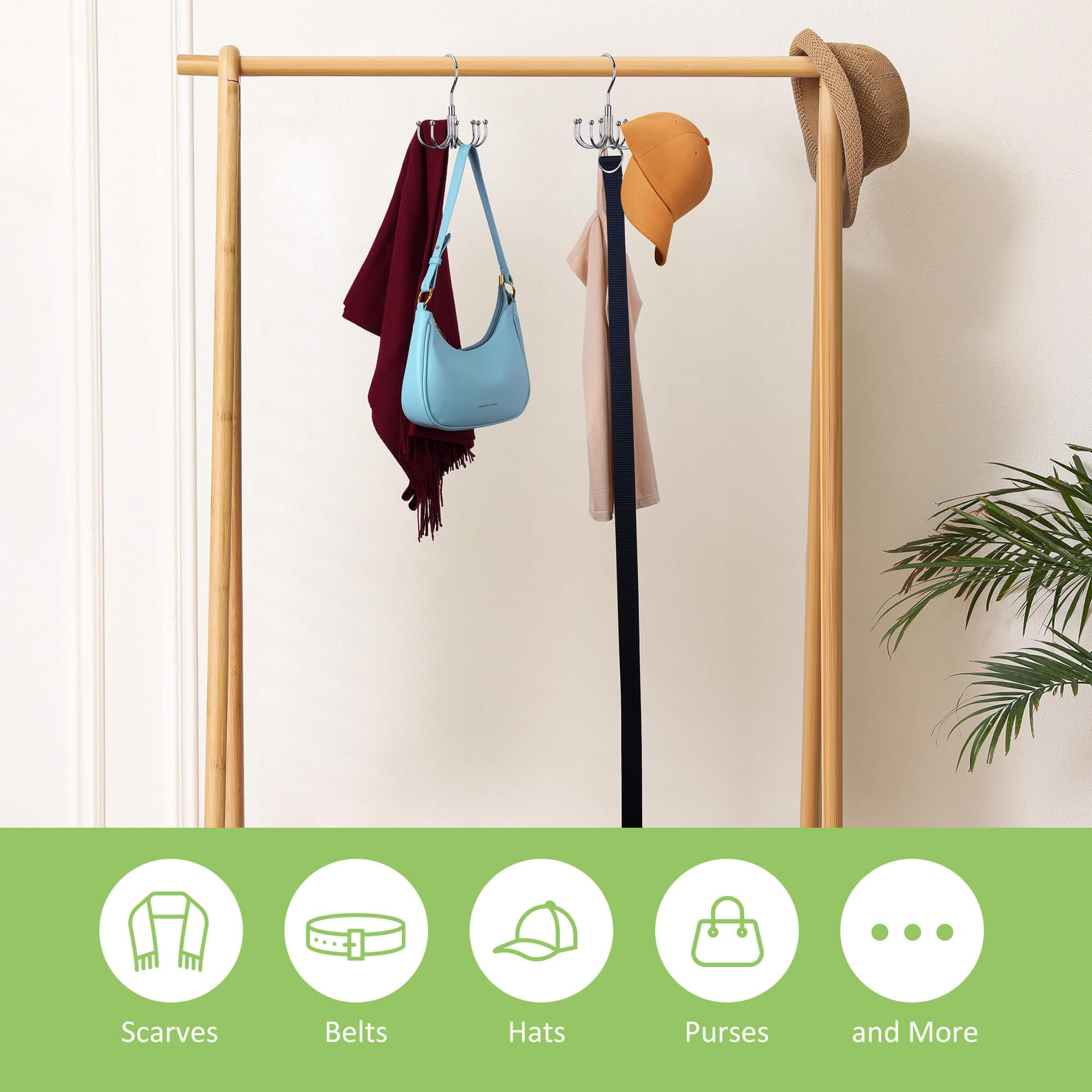 OMHOMETY Bra Hanger for Closet, Tank Top Organizer, Max 24 Capacity Rotatable Metal Space Saving Hanger Sport Bra Storage, Silver 1 Pack