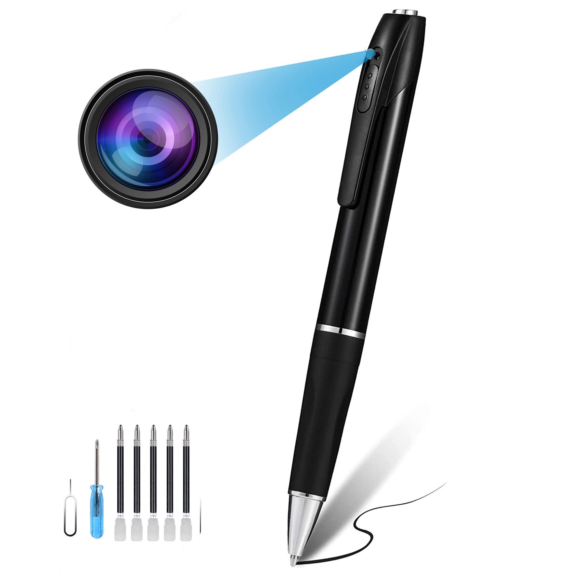 javiscam Spy Camera Pen, 32GB Hidden Camera, 1080P FHD Nanny Cam with 180 Minutes Working time, Body Camera for Classroom Learning and Home Security