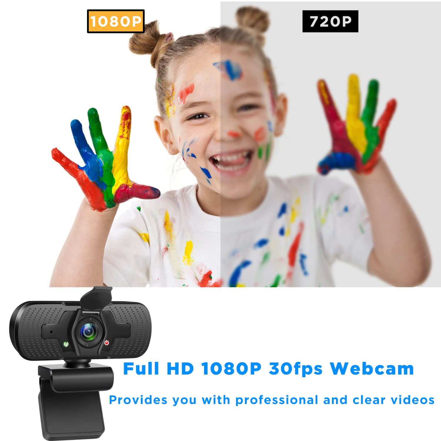 Maylibet USB C Webcam with Microphone/Privacy Cover/Cable Holder, 1080P Wide Angle Streaming HD Web Camera for Computer Desktop Laptop MacBook Pro PC Monitor
