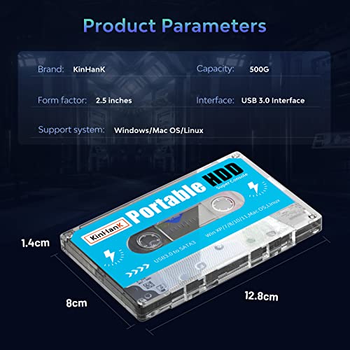 Kinhank 500G Portable External Game Hard Drive Disk, Built-in 111000+ Games, Batocera 33 Game System, for Laptop/PC/Windows, 2 Gamepads (2 Gamepads)