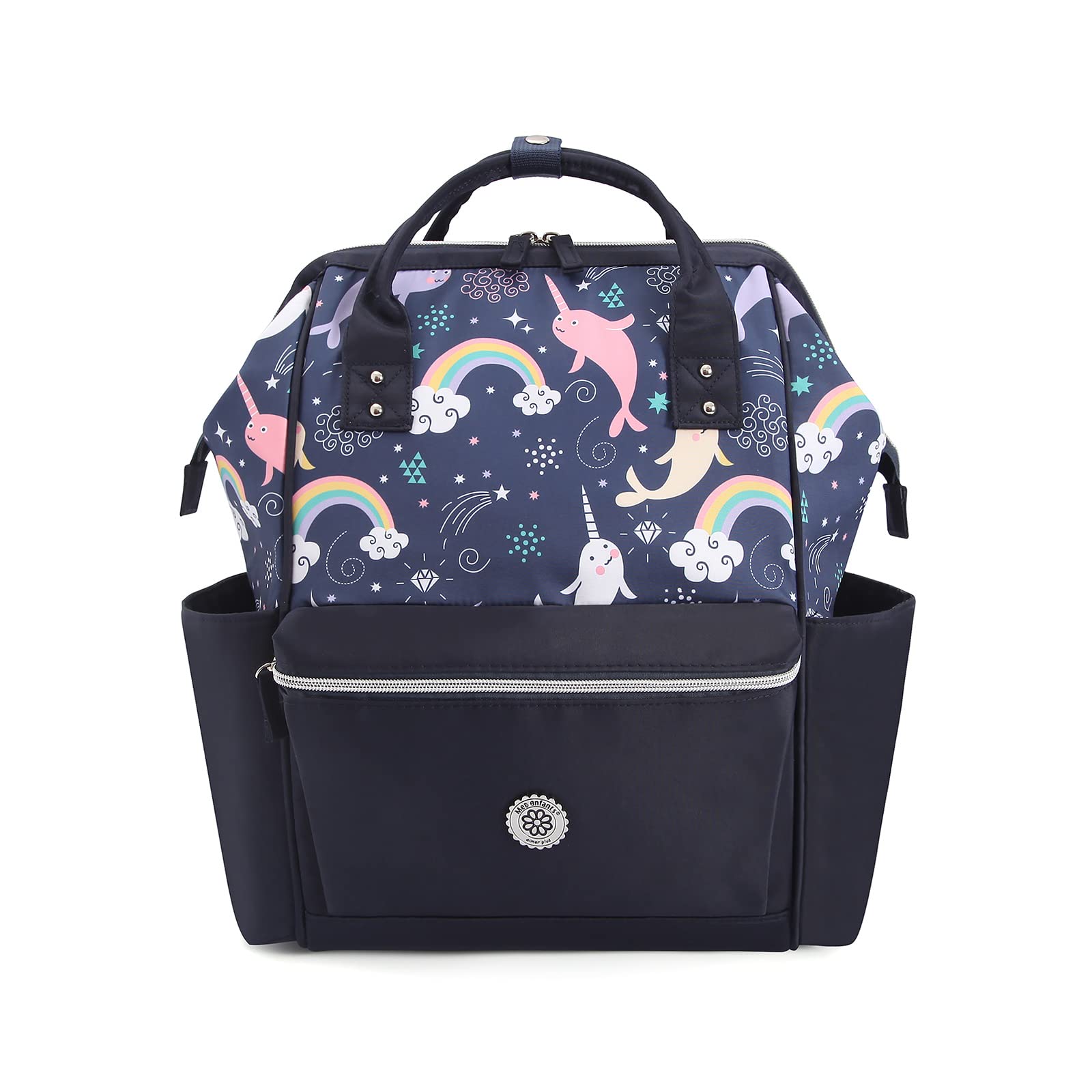 MYZIDEA Diaper Bag Backpack,Baby Nappy Changing Bags with Pacifier Case and Stroller Straps, Multifunction Waterproof Travel Backpack, Large Capacity, Waterproof,Unisex and Stylish,Animal Series,Navy