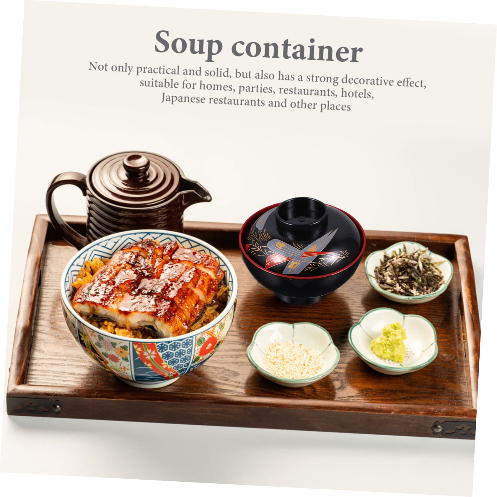 KICHOUSE Japanese Rice Bowl Miso Bowl Small Soup Bowl Flower Bowl Plastic Japanese-style Asian Bowl