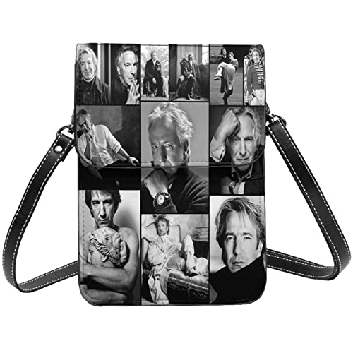 KIANSLA Alan Rickman Collage Small Crossbody Cell Phone Bag For Women'S, Portable Multifunction Shoulder Bag Card Hold Purse,With Removable Shoulder Strap