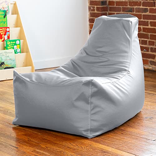Jaxx Juniper Premium Vinyl Classroom Bean Bag Chair, Submarine Grey