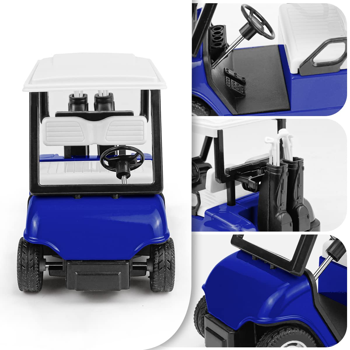 LNQ LUNIQI Golf Cart Model Diecast, Pull Back Action Golf Cart, Mini 1:20 Scale Golfcart Vehicle for Kids Party Favor Home Office Decor(Blue)