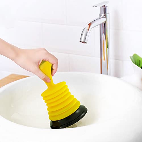Meadow Lane Small 7" Sink Plunger - Mini Clog Remover for Kitchen & Bathroom Sink Drains - Hand Ergonomic, Space-Saving & Powerful Suction - Universal Fit for Home or Commercial Use, Yellow