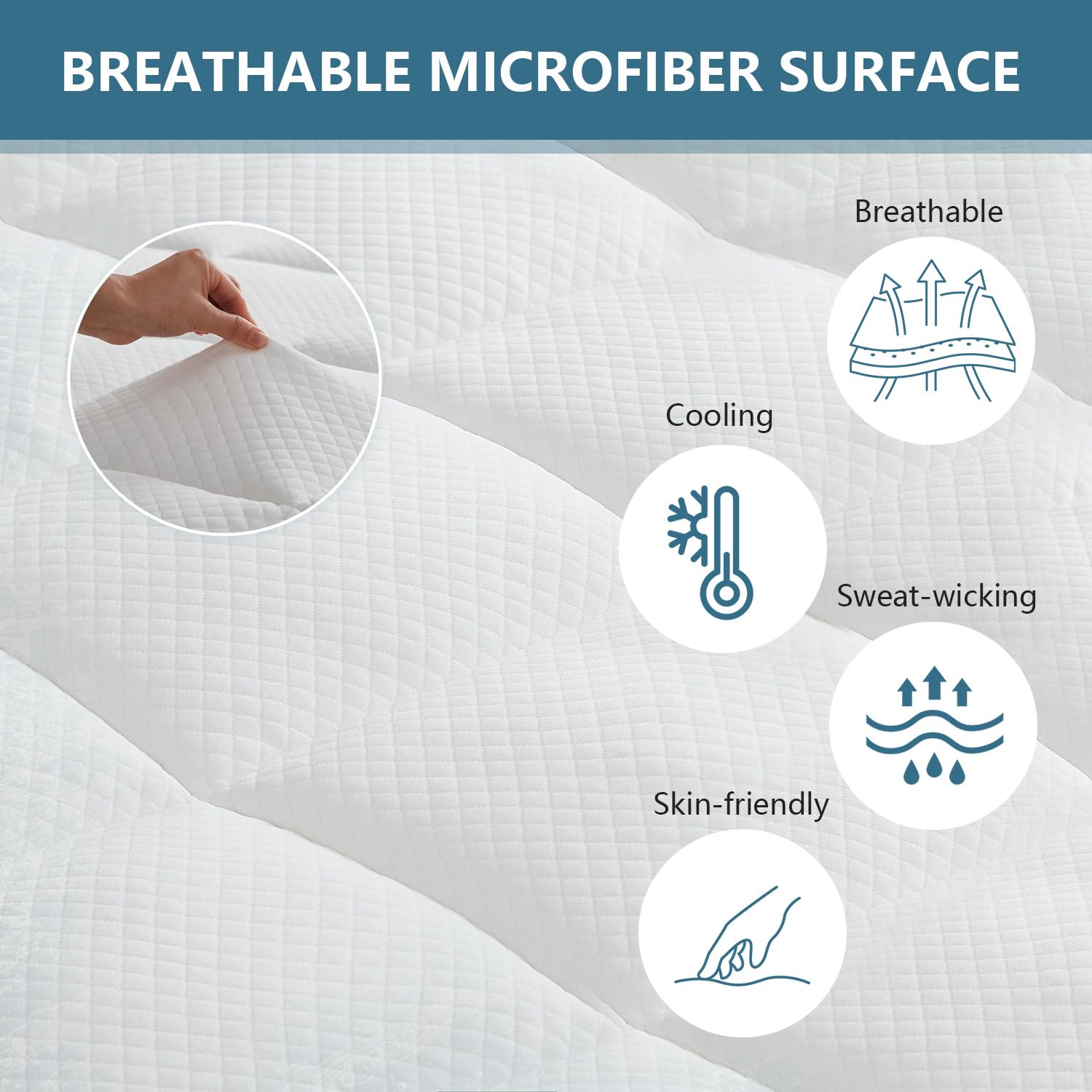 Soft Memory Foam Mattress Topper for Back Pain Relief 4 inch Breather Bed Pad with 2 Inch PillowTop and 2-Inch Egg Crate Memory Foam, 8-21 Inch Deep Pocket (Queen)