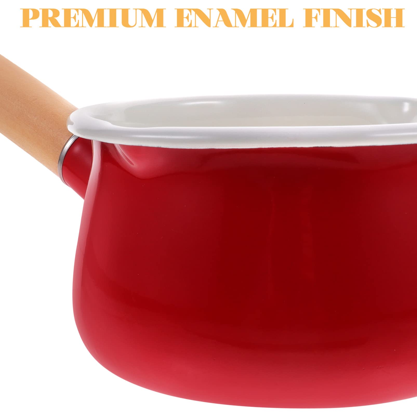 Kichvoe Stew Pot Enamel Milk Pot Wood Baby Multifunction Cooking Spoon Small Cookware