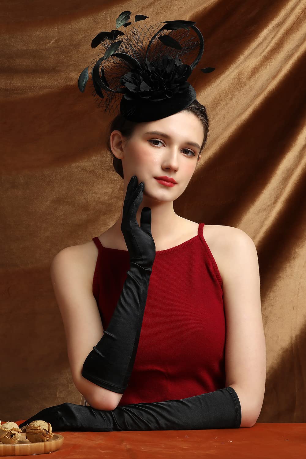 LATIMOON Fascinators for Women Derby Pillbox Hat Cocktail Tea Party Feather Headband