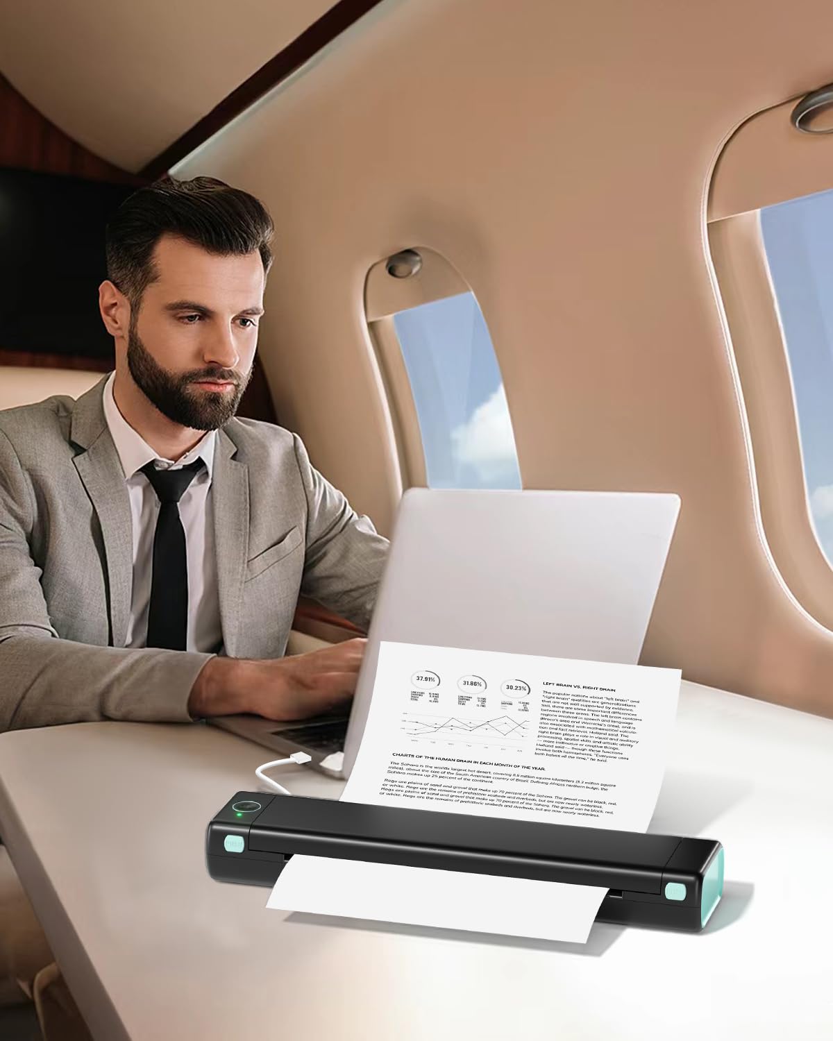 Phomemo M08F Wireless Portable Printer & US Letter Folding Thermal Paper Size 8.5" x 11", 200 Sheets, Inkless Thermal Compact Printer for Travel, Compatible with Android and iOS Phone & Laptop
