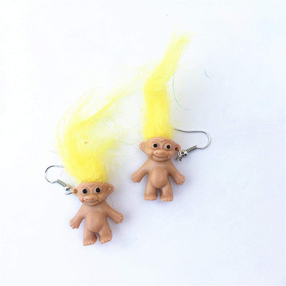 Handmade Ugly Doll Earrings Resin Cool Nostalgic Pendant Dangle Earring Funny Crazy Cartoons Drop Earrings for Women Punk Exaggerated Creative Jewelry(A)