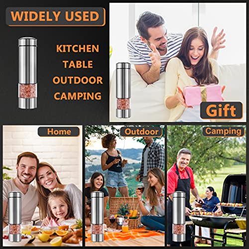 ImgResire Electric Salt and Pepper Grinder Battery Operated| Stainless Steel Auto Pepper Mill Grinder Refillable| One Hand Operation| LED Light| Adjustable Coarseness| 1 Pack