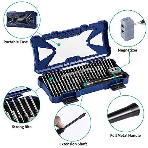 Nanch Precision Screwdriver Set,Premium Ergonomic Screwdriver with 55 High Strength Magnetic Screw Driver Bits for Computer Laptop Jewelers and other Small Electronics Repair.