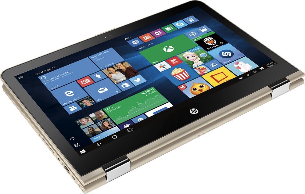 HP 2016 X360 Touchscreen 13.3-inch FHD 1920 x 1080 2-in-1 Convertible Laptop (Intel Core i5-6200U, 8GB RAM, 128GB SSD, HDMI, IPS, Backlit Keyboard, Bluetooth, 802.11ac, Win10- Modern Gold)