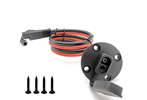 Meiyangjx 60cm10 AWG SAE Connector, Solar Weatherproof SAE Socket Sidewall Port, SAE to SAE 2 Pin Quick Disconnect Panel Extension Cable (with SAE Plug)