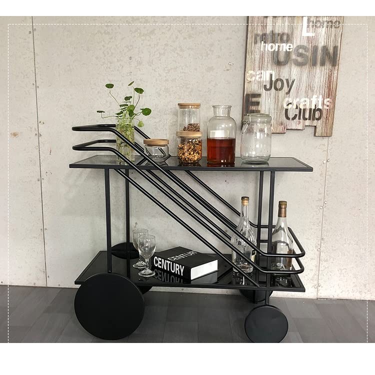 N/A Iron Dining Car Office Tea Cart Showroom Hotel Wine Station Home Dining Glass Shelf