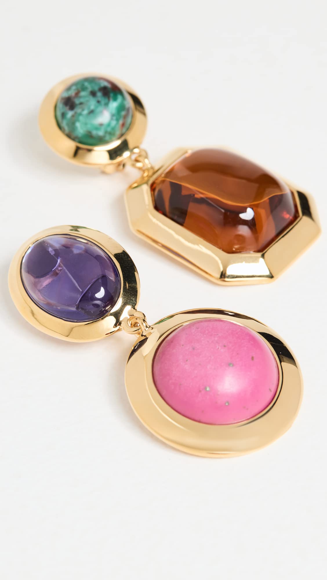 Lele Sadoughi Women's Bezel Jewel Drop Earrings, Glass Rainbow, One Size