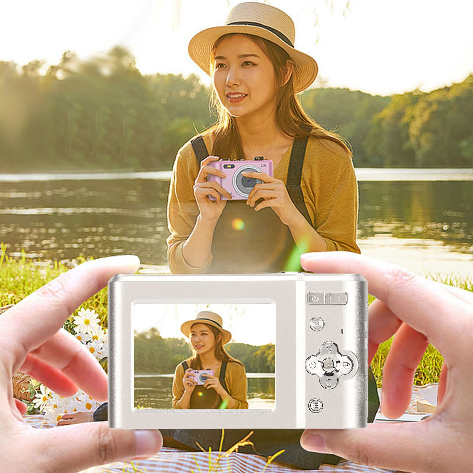 Kids Digital Camera, 2.7K Video Recording, FHD 1080P 44MP Vlogging Camera with LCD Screen, Compact Portable Camera with Flashlight, Gifts for Students Teens Adults
