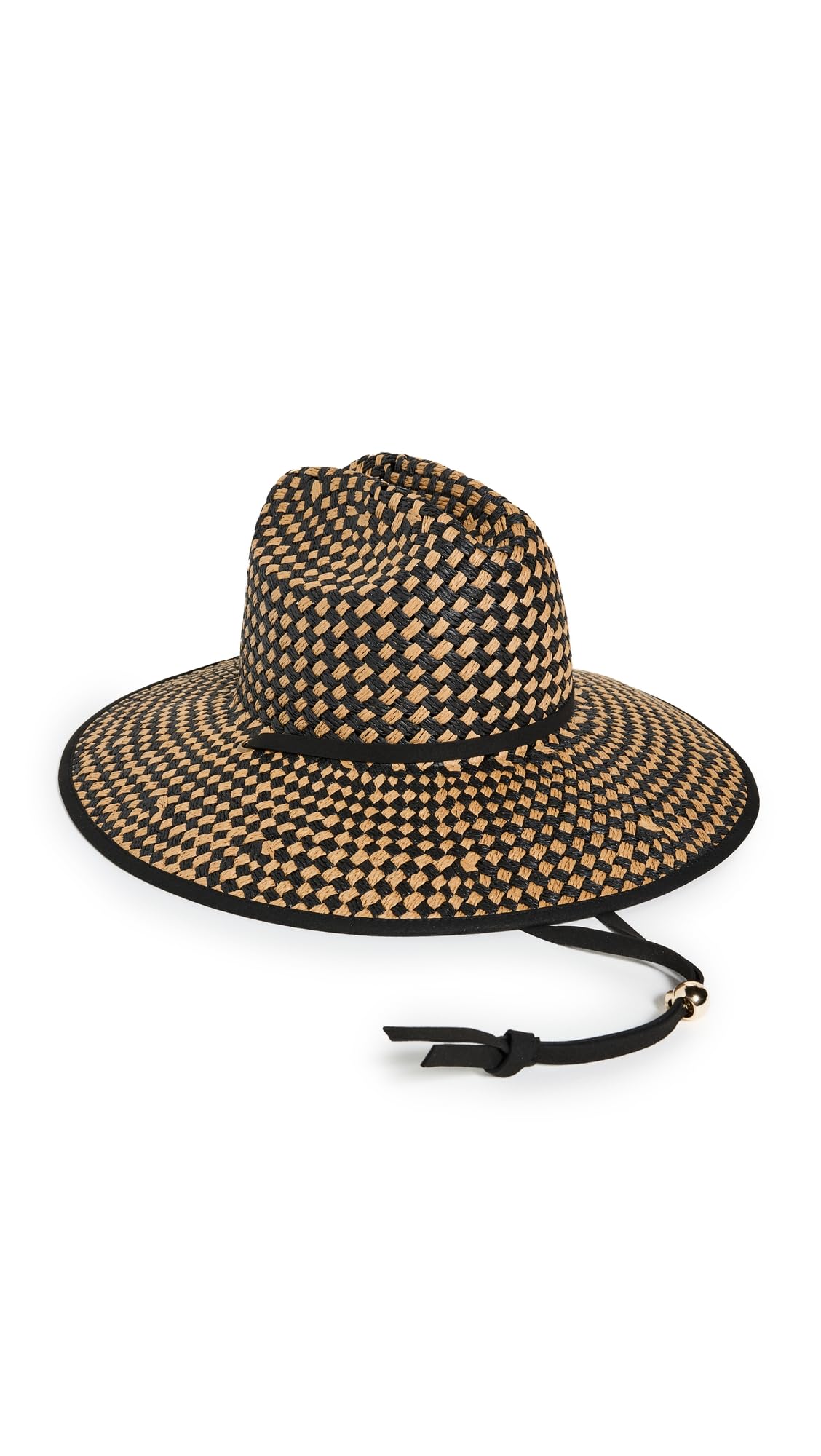 Lele Sadoughi Women's Straw Checkered Hat, Jet Natural 001, Black, Print, One Size