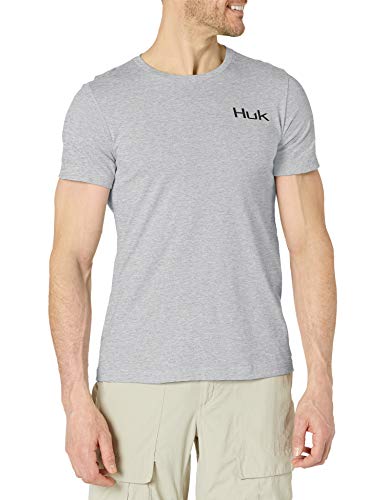 HUK Men's KC Scott Short Sleeve Tee | Performance Fishing T-Shirt, American Sushi-Sharkskin Heather, X-Large