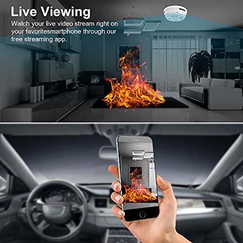 nanshiba Hidden Camera Smoke Detector, Spy Camera for Home Surveillance with Night Vision Motion Detection, 1080P Security Cameras Indoor Wireless, Nanny WiFi Cam, 180 Days Battery Power