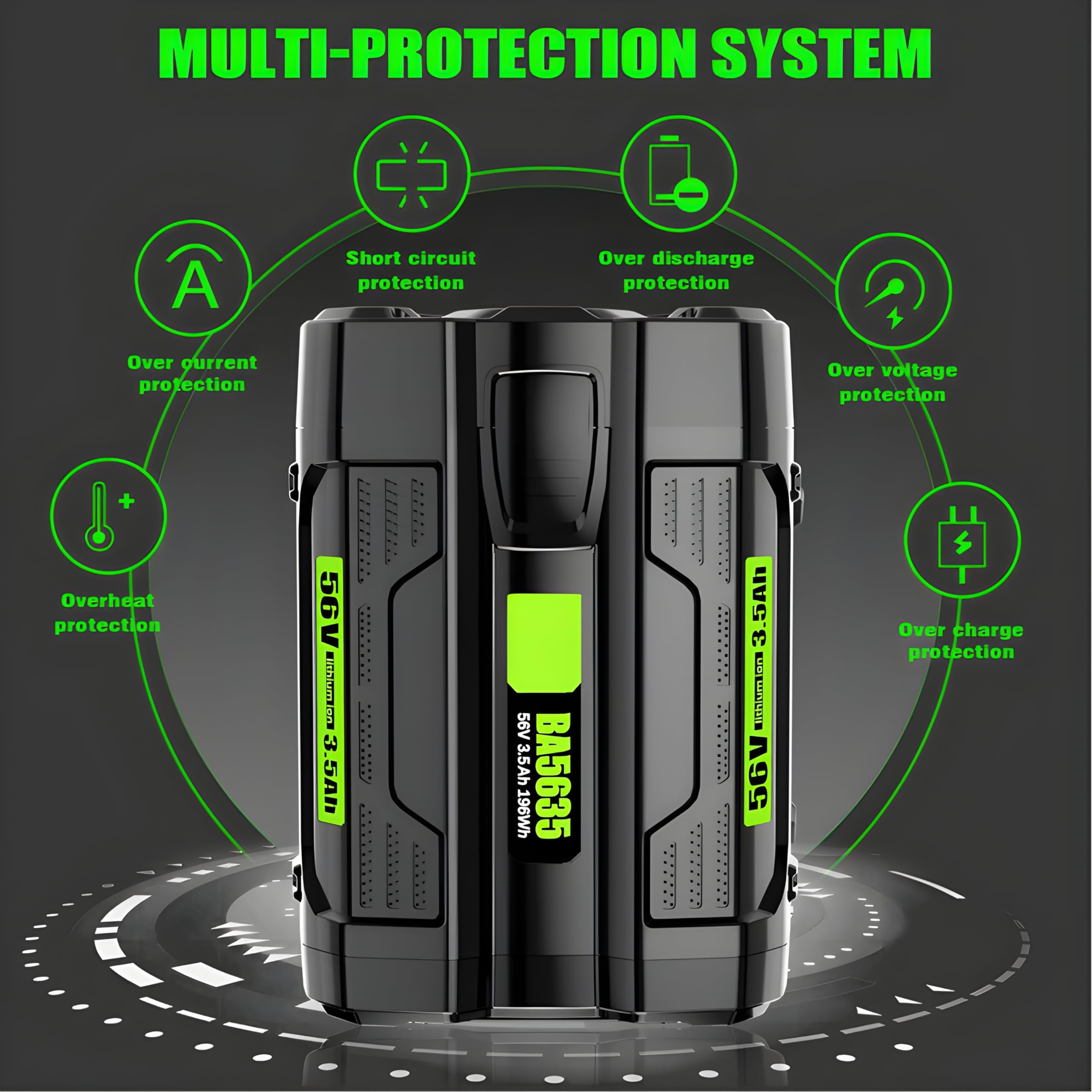 POWITEC 56V 3500mAh Replacement Battery for EGO Power+ BA1400 BA2800 BA1400T 3.5Ah Lithium Ion Battery Compatible with EGO Power+ Cordless Tool Battery Pack