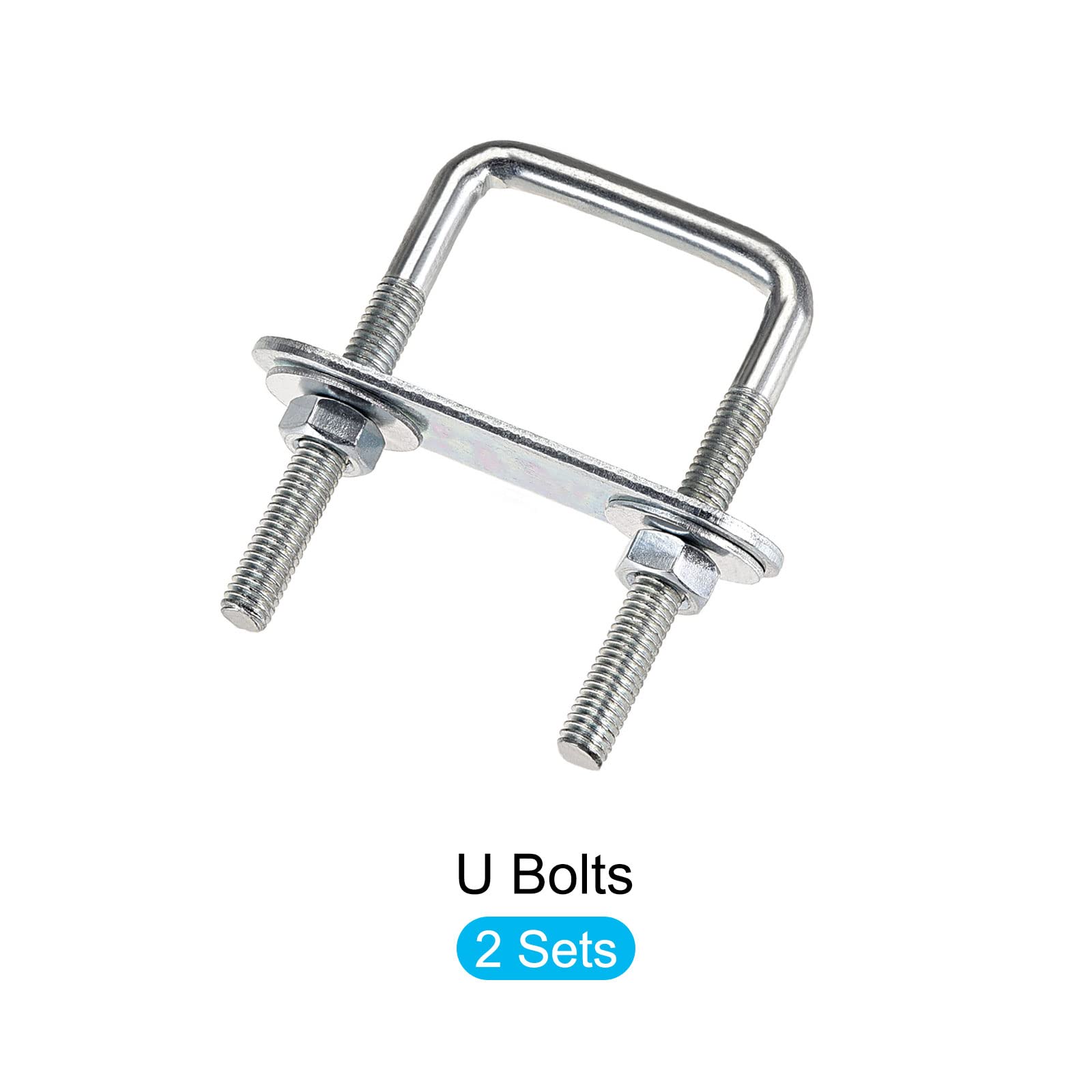 METALLIXITY U Bolts 2 Sets (M6x30x80mm), Square U Bolt Carbon Steel with Accessories - for Construction, Pipe
