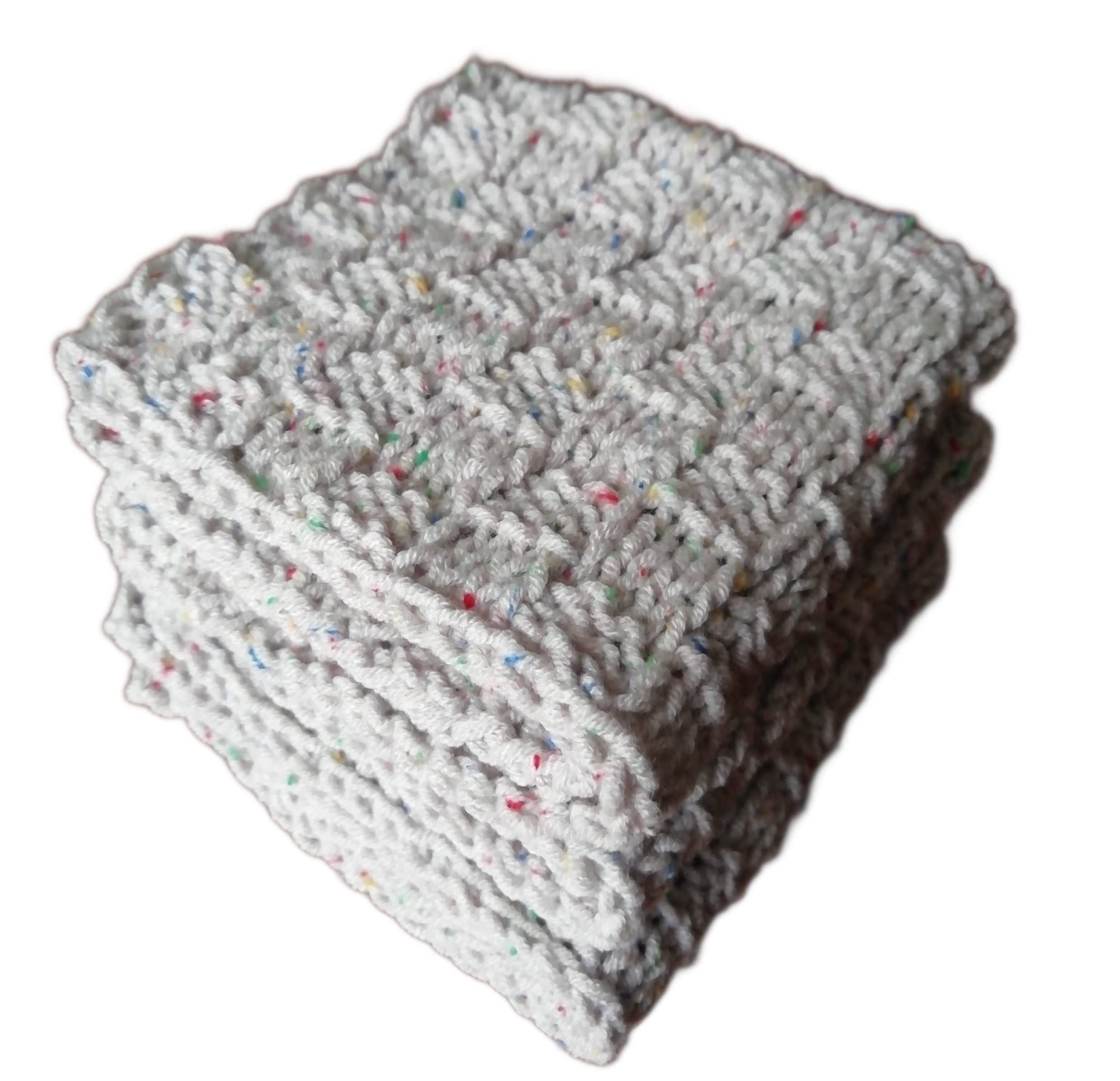 Light Grey Cotton Set 3 Dishcloths Kitchen scowing pad Drink Absorbent Reusable Washcloth Handmade Ecology Rags Knitwear