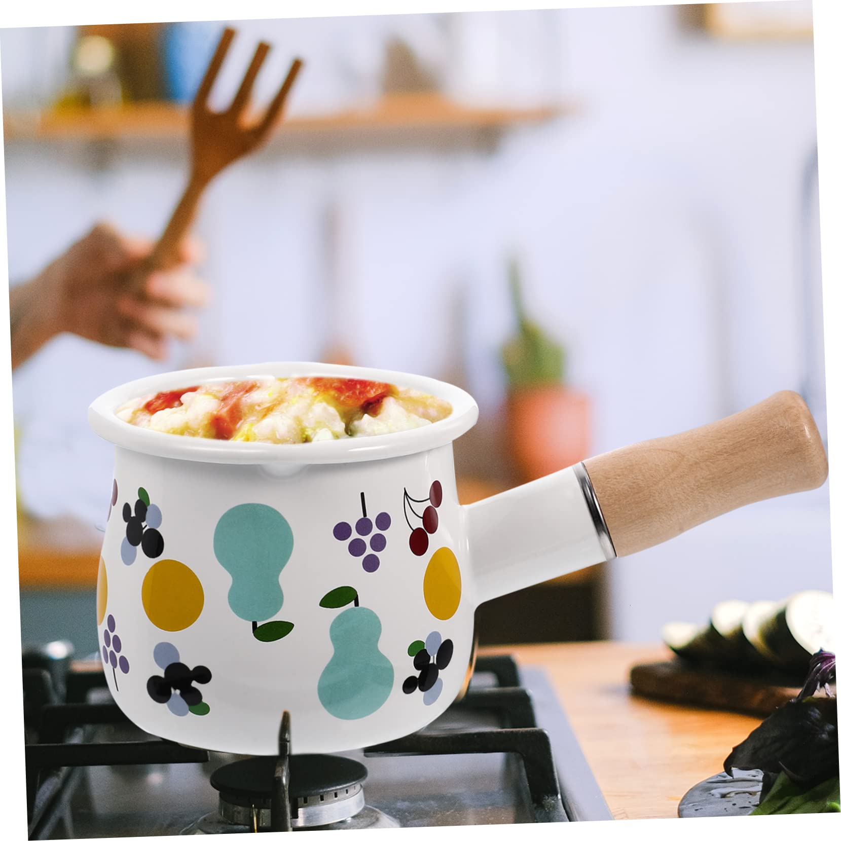 SHOWERORO Enamel Portable Butter Warmer and Small Milk Pan for Baby Food Ideal for Heating Milk and Melting Butter Enamel Construction with Handle