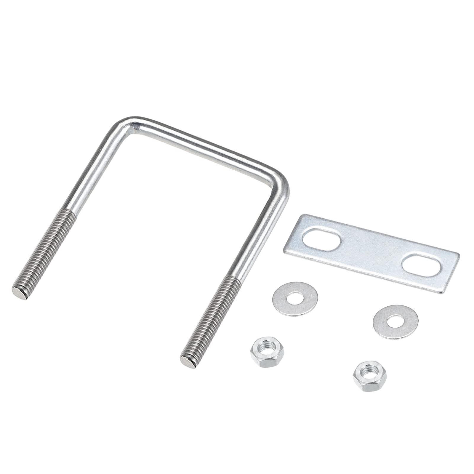 METALLIXITY U Bolts 2 Sets (M8x60x100mm), Square U Bolt Carbon Steel with Accessories - for Construction, Pipe