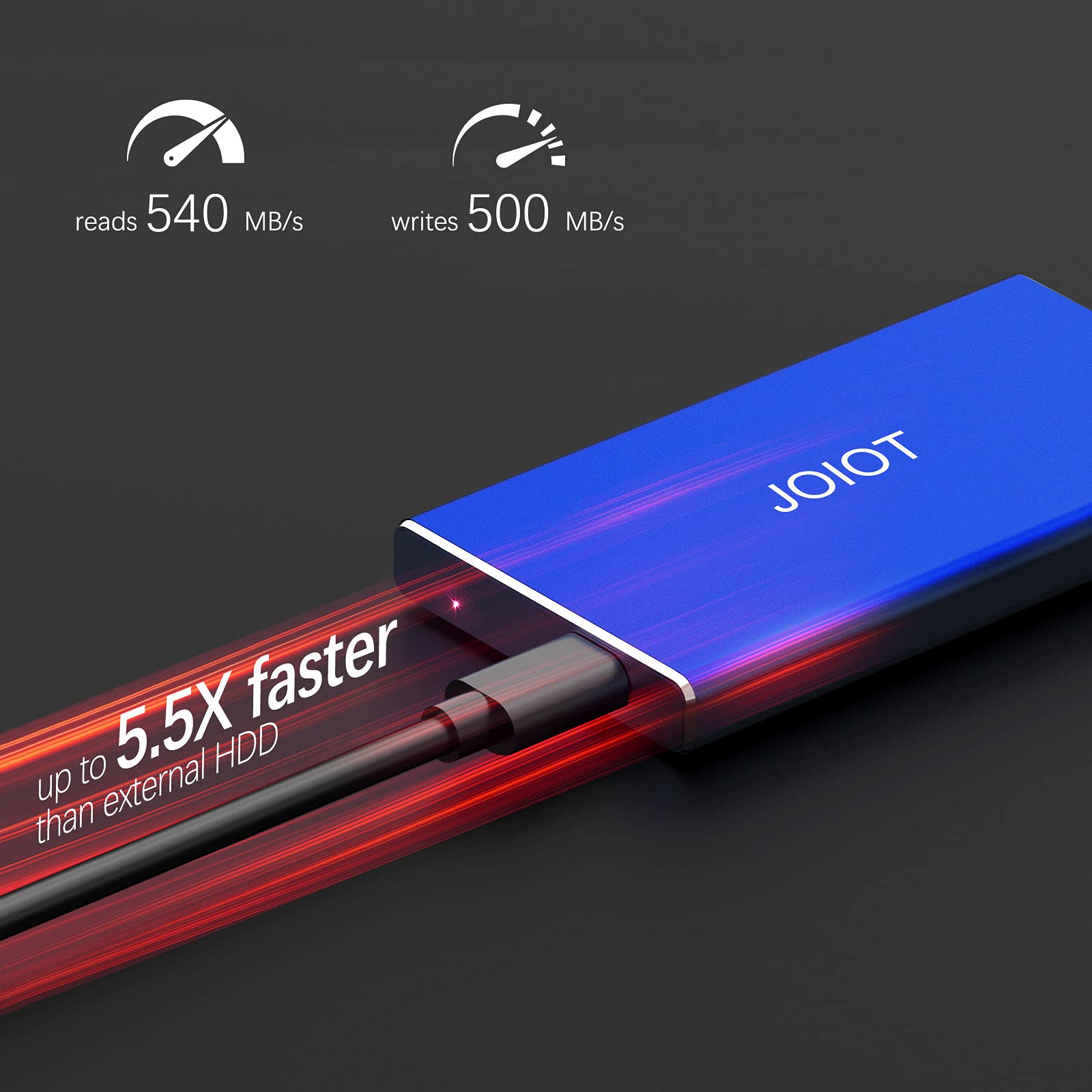 JOIOT Mini Portable SSD 240GB External Solid State Drive - Up to 540MB/s, USB 3.1 Gen 2 Ultra-Slim External SSD, Blue