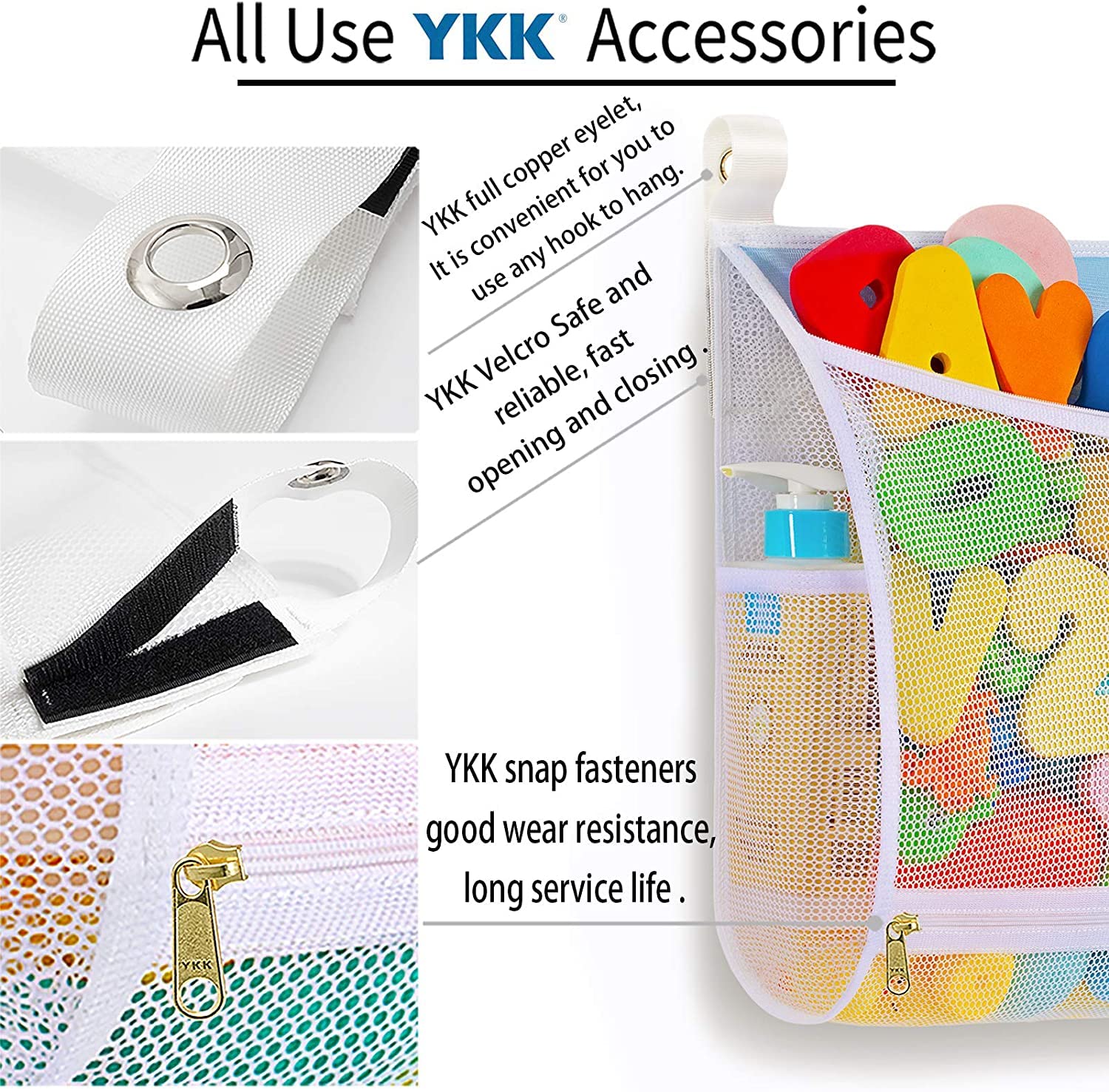 Mesh Bath Toy Storage for Tub，Multiple Suspension Modes，Easy to takebath Toy Storage，Extra Large Capacity Bath Toy Holder，Have Quick-Drying and Breathable