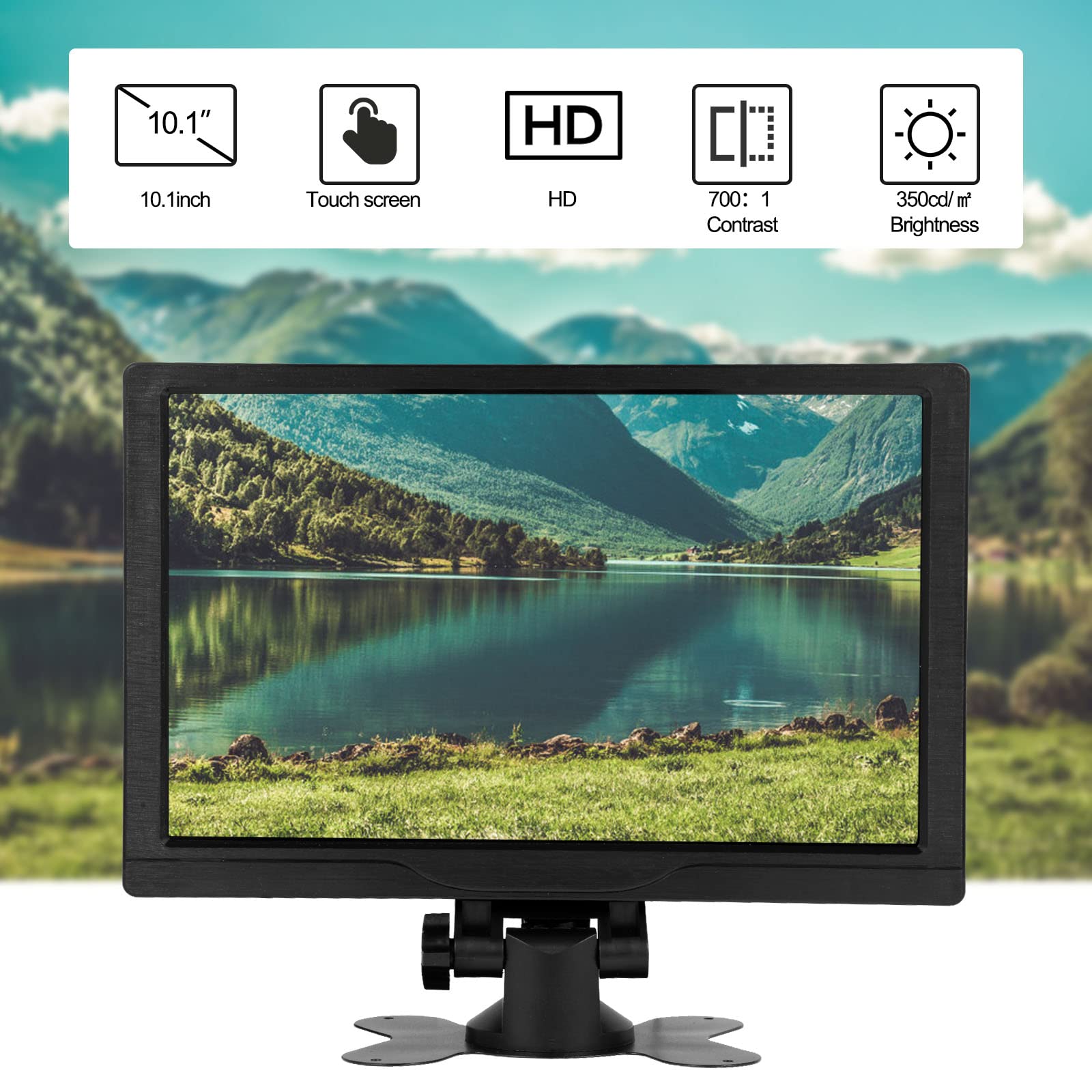 MAFILT 10.1" 1280x800 Full HD IPS Touch Screen Portable Monitor with HDMI VGA for Raspberry Pi WiiU Xbox 360 Windows,Built-in Speaker