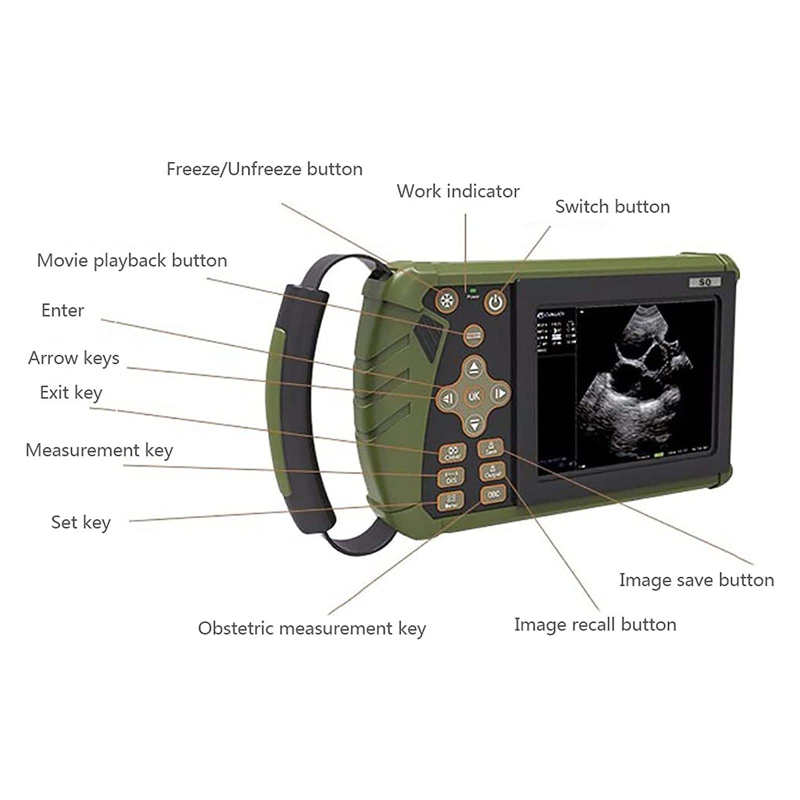 LBWF Veterinary B Ultrasound Machine, Animal Pregnancy Tester, with Waterproof Mechanical 3.5MHz Probe, 5.6-inch High-Definition Screen, for Pigs, Sheep and Horses