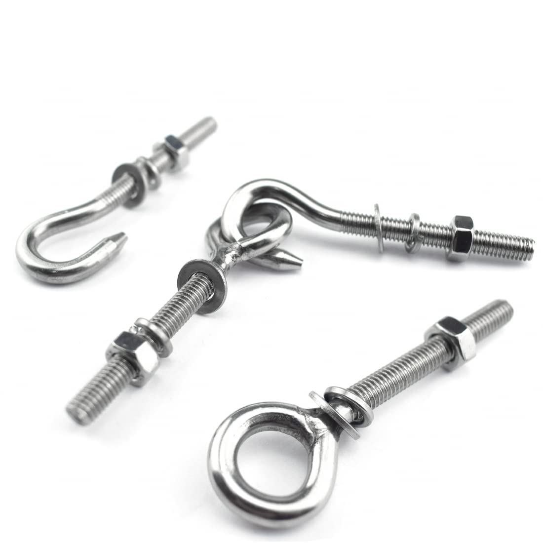 M6 Stainless Steel Ring Eyebolts and Bolt Hooks, Welded Closed Liftinglengthen Screw Bolts with Nuts and Washers for Indoor and Outdoor Use - 4PCS (M6)