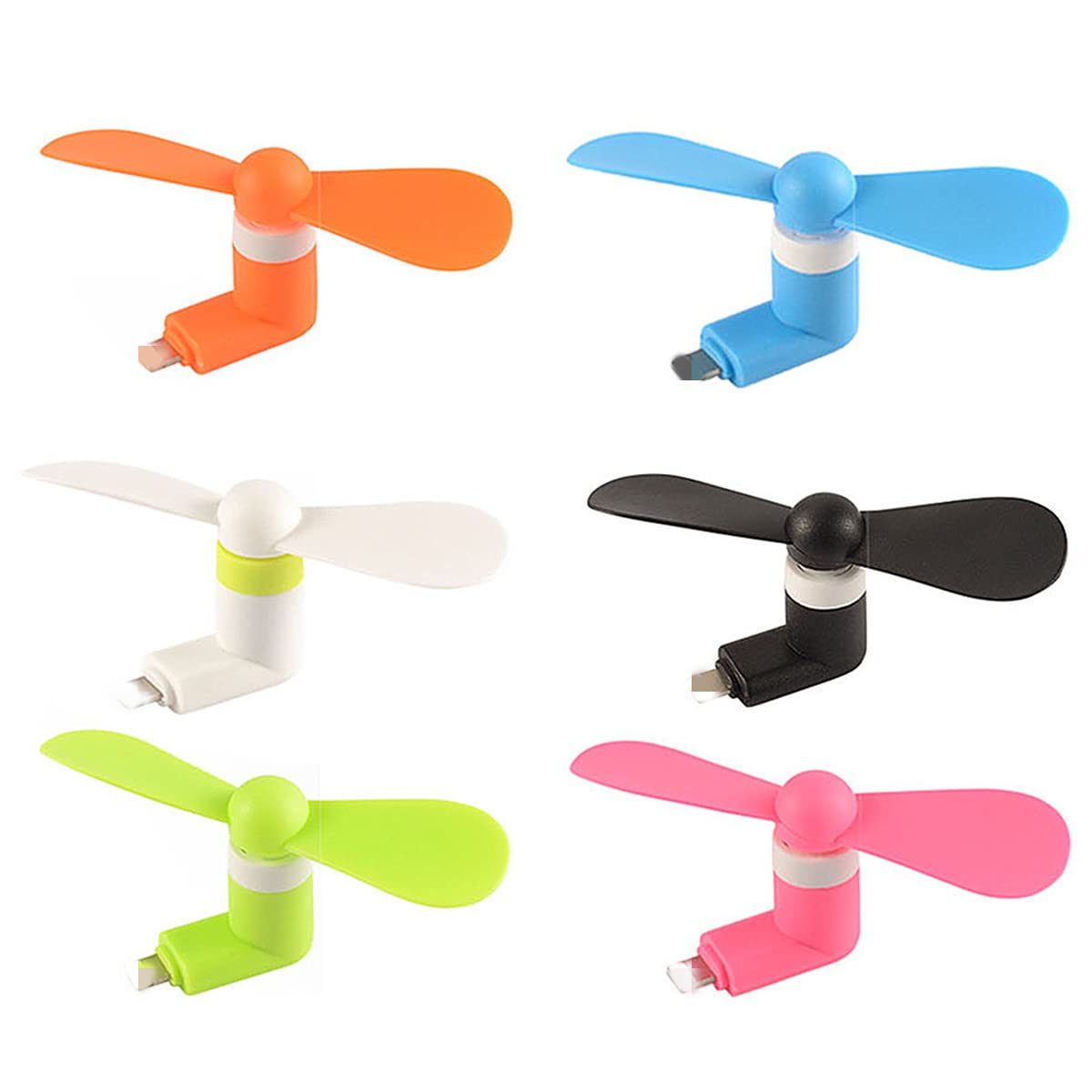 Kdbdkswx Mini Cell Phone Fan - Colorful and Powerful Fan Compatible for iPhone and iPad - Cell Phone Summer Accessories (6-Pack)