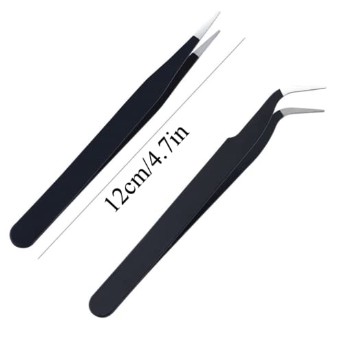 Nail Art Tweezers Nail Rhinestone Picker Tool Nail Sticker Tweezers 2 Pcs Black