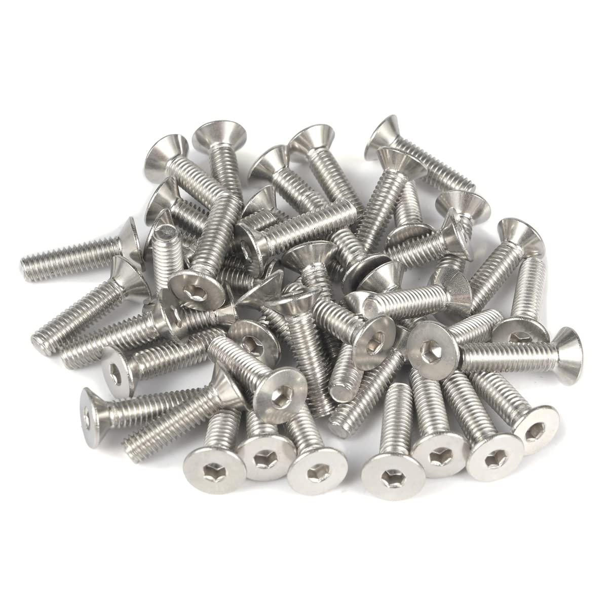 M6-1.0 x 75mm 304 Stainless Steel 18-8 (A2-70) Flat Head Screws, Countersunk Bolts Allen Hex Drive Socket Cap Screws, Fully Threaded, 20-Pack