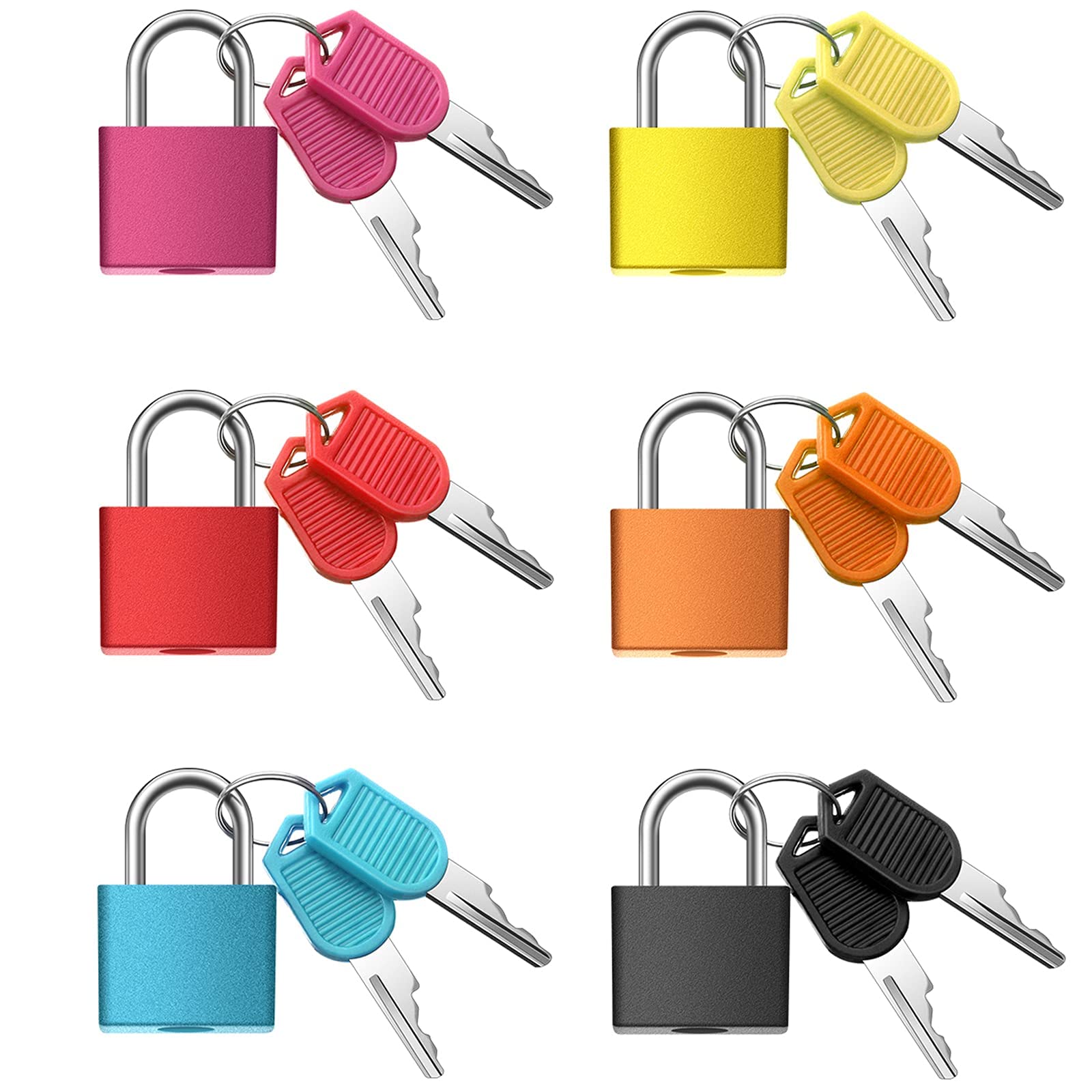 Luggage Locks with Keys Suitcase Locks Mini Metal Keyed Padlocks for Backpack Boxes Laptop Bag School Gym Locker 23mm (Fresh Color,6 Pieces)