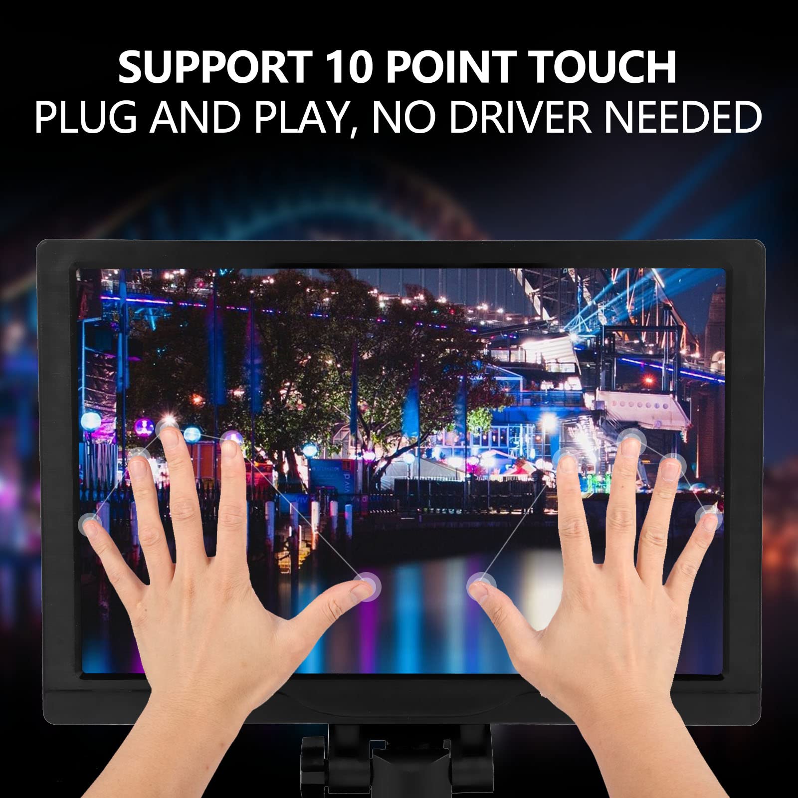 MAFILT 10.1" 1280x800 Full HD IPS Touch Screen Portable Monitor with HDMI VGA for Raspberry Pi WiiU Xbox 360 Windows,Built-in Speaker