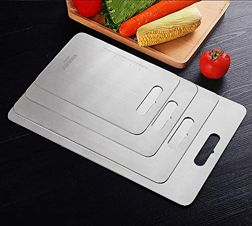 KORVOS 304 Food-Grade Stainless Steel Cutting Boards for Kitchen, Butcher Block Board for Meat, Cheese, Vegetable, Heavy Duty Chopping Board, Easy to Clean