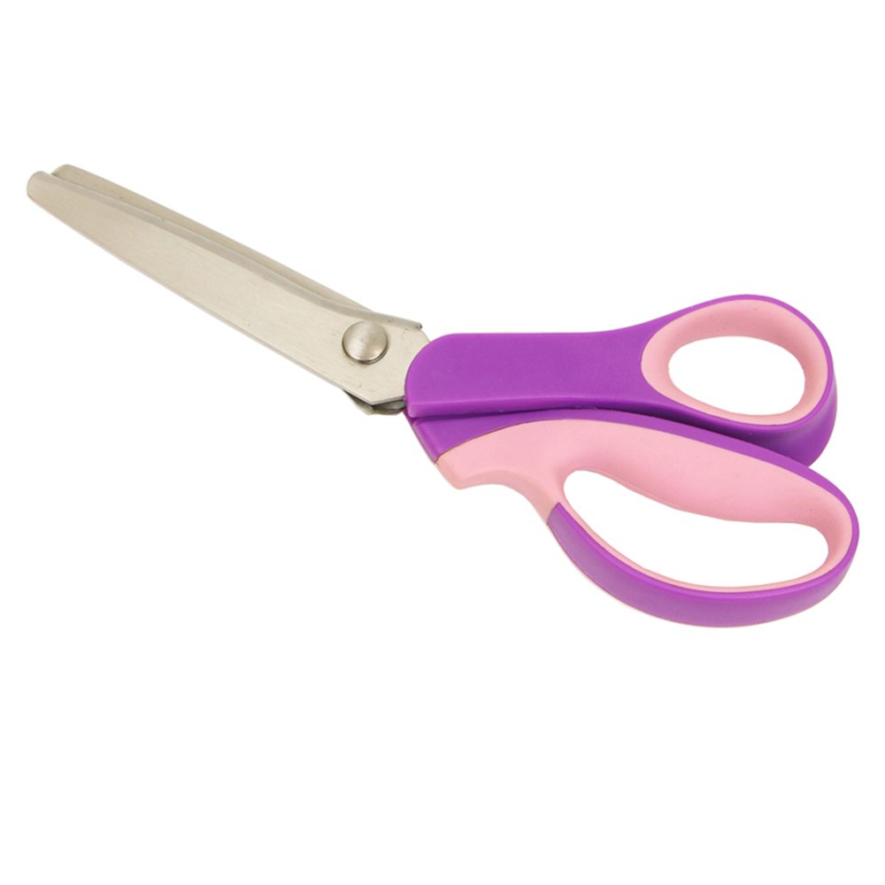 JISTL Professional Stainless Steel Dressmaking Sewing Craft Scissors, 9.3 inches Handled Pinking Shears (Purple)