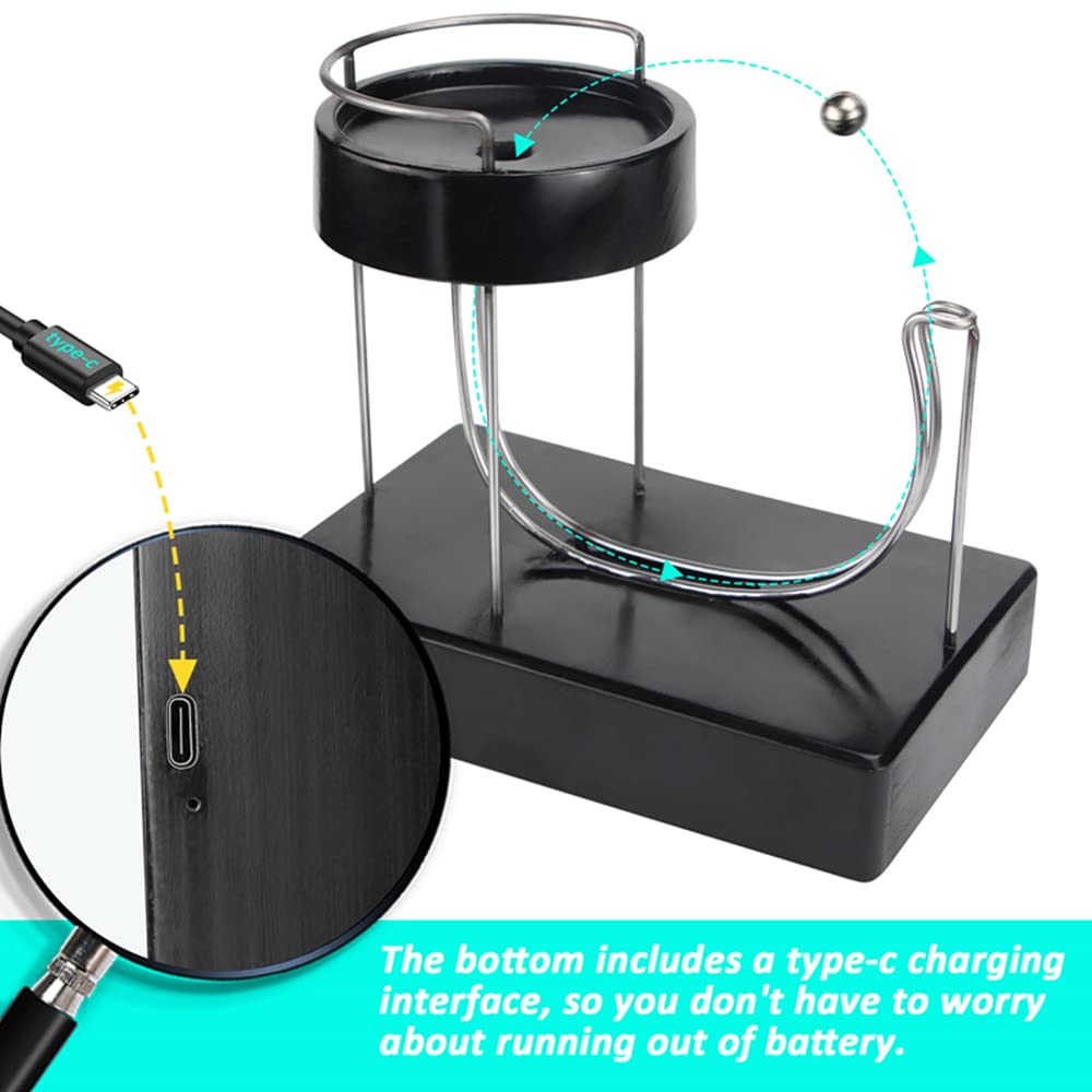 Kinetic Art Perpetual Motion Machine,Silence Physical Balance Kinetic Energy Model Swinging Levitating Ball, Decompression Cycle Ornaments, Children's Adult Art Craft Decoration,New Upgrade