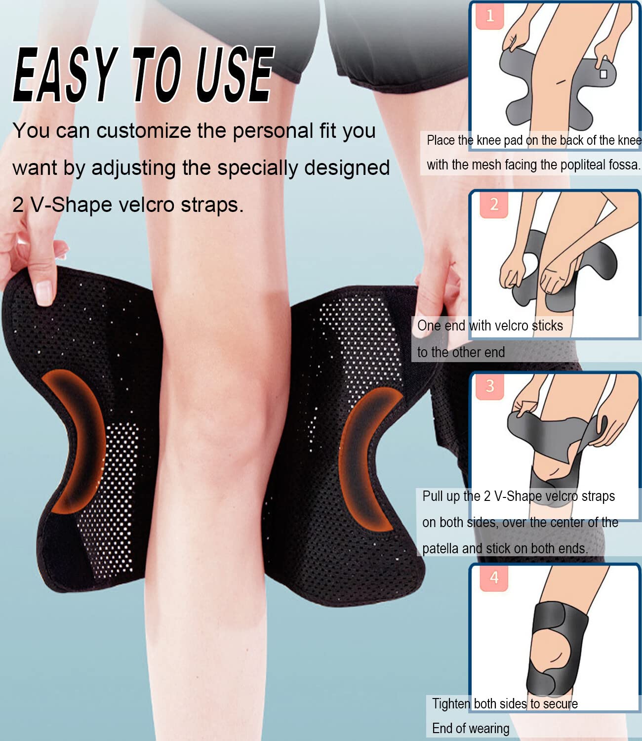 Knee Braces for Knee Pain with Adjustable Ultra-Soft Bandage, Professional Medical Knee Brace with Side Stabilizers, Ultra-support Breathable Knee Support with Mesh Weave Tech for Meniscus Tear, Arthritis, Injuries Relief, Running, Workout, Sports Injurie