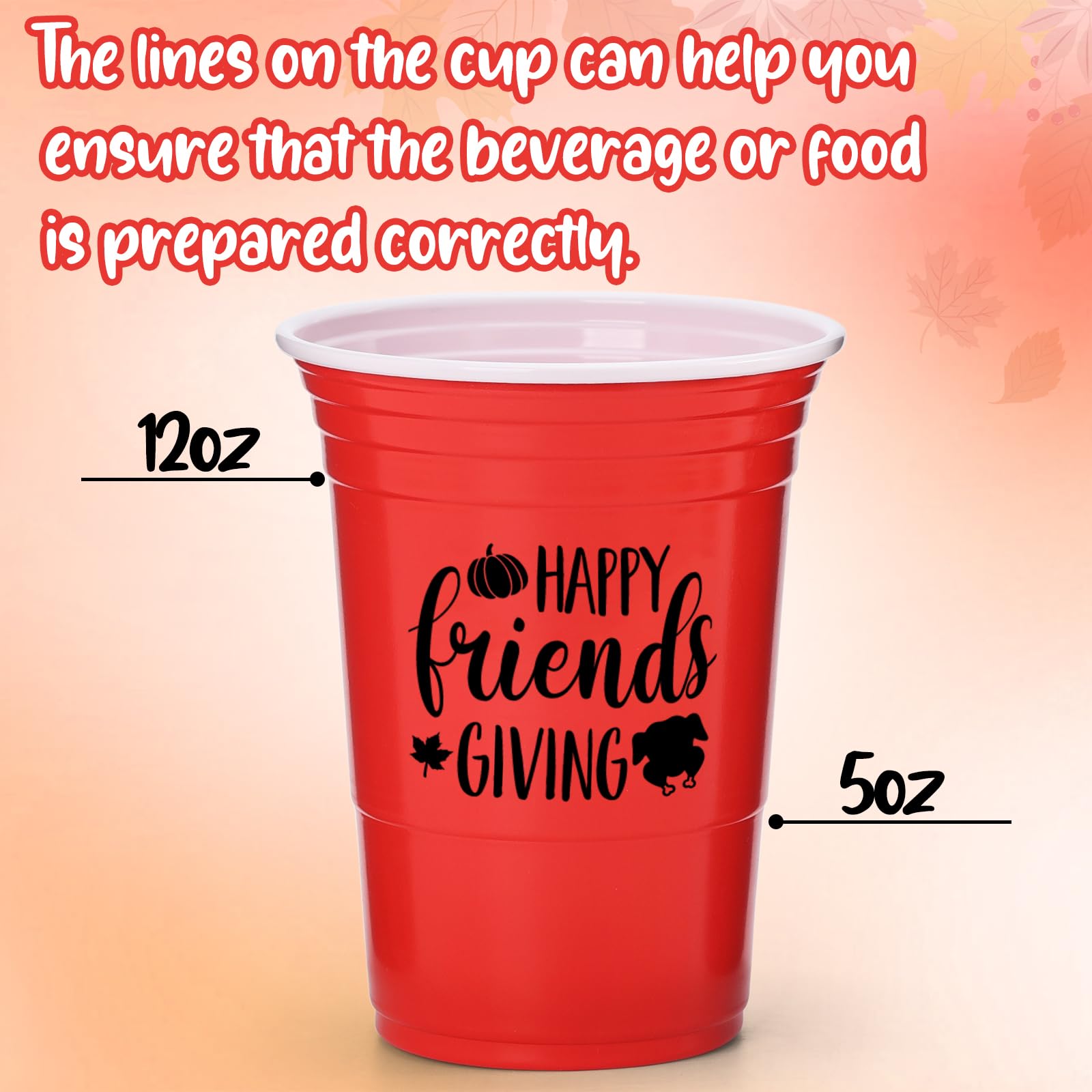 Nefelibata 48 Pack 15OZ Thanksgiving Party Plastic Cups Friendsgiving Disposable Tableware Friends Gathering Party Supplies Thanksgiving Dinner Wedding Birthday Favors Give Thanks Drinking Cups