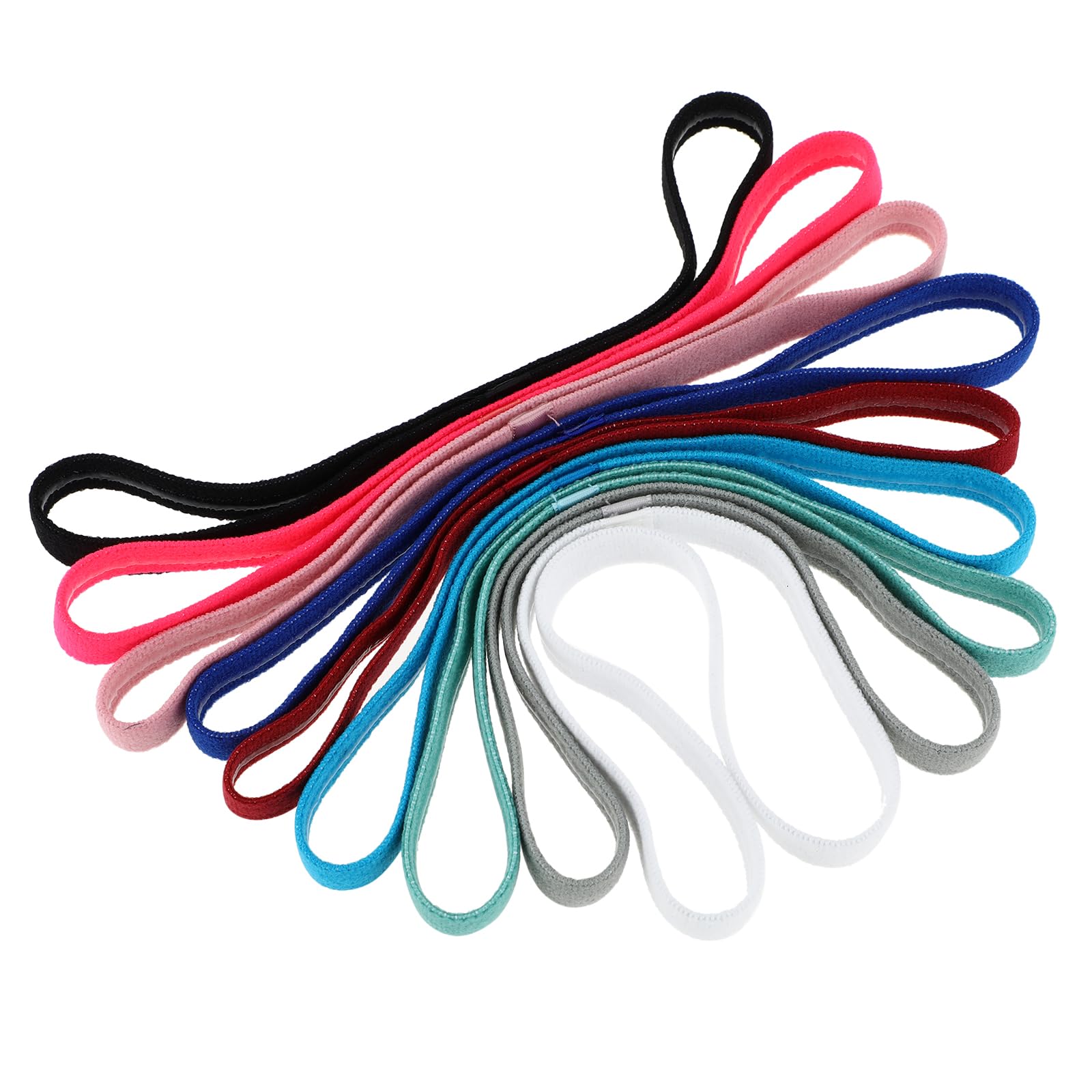 Mabor 9Pcs Thin Elastic Headbands Colored Skinny Stretchy Headbands for Women Girls Yoga Sports Hair Band with Non Slip Silicone Grip Athletic Headbands for Women Boys Kids Men