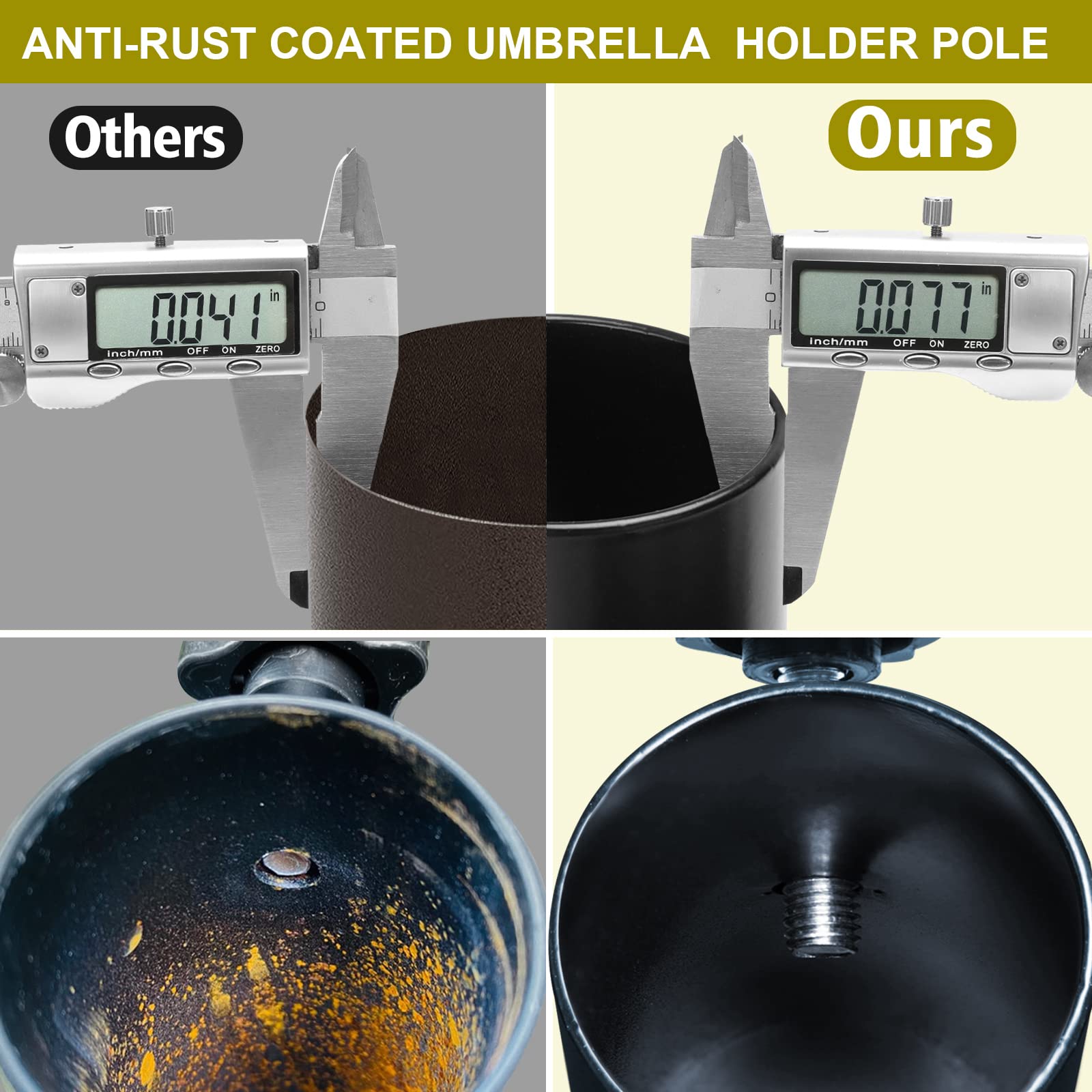 Magacyo Adjustable Patio Umbrella Holder - Outdoor Umbrella Base and Stand Metal Clamp for Fixed Deck Railing and Poles