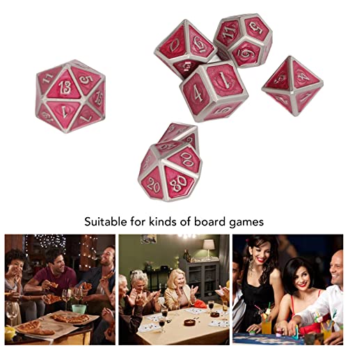 Metal Dice, 7pcs Polyhedral Dice Exquisite Pattern Engraved Large Clear Number Game Props Metal Dice Set for Role Play