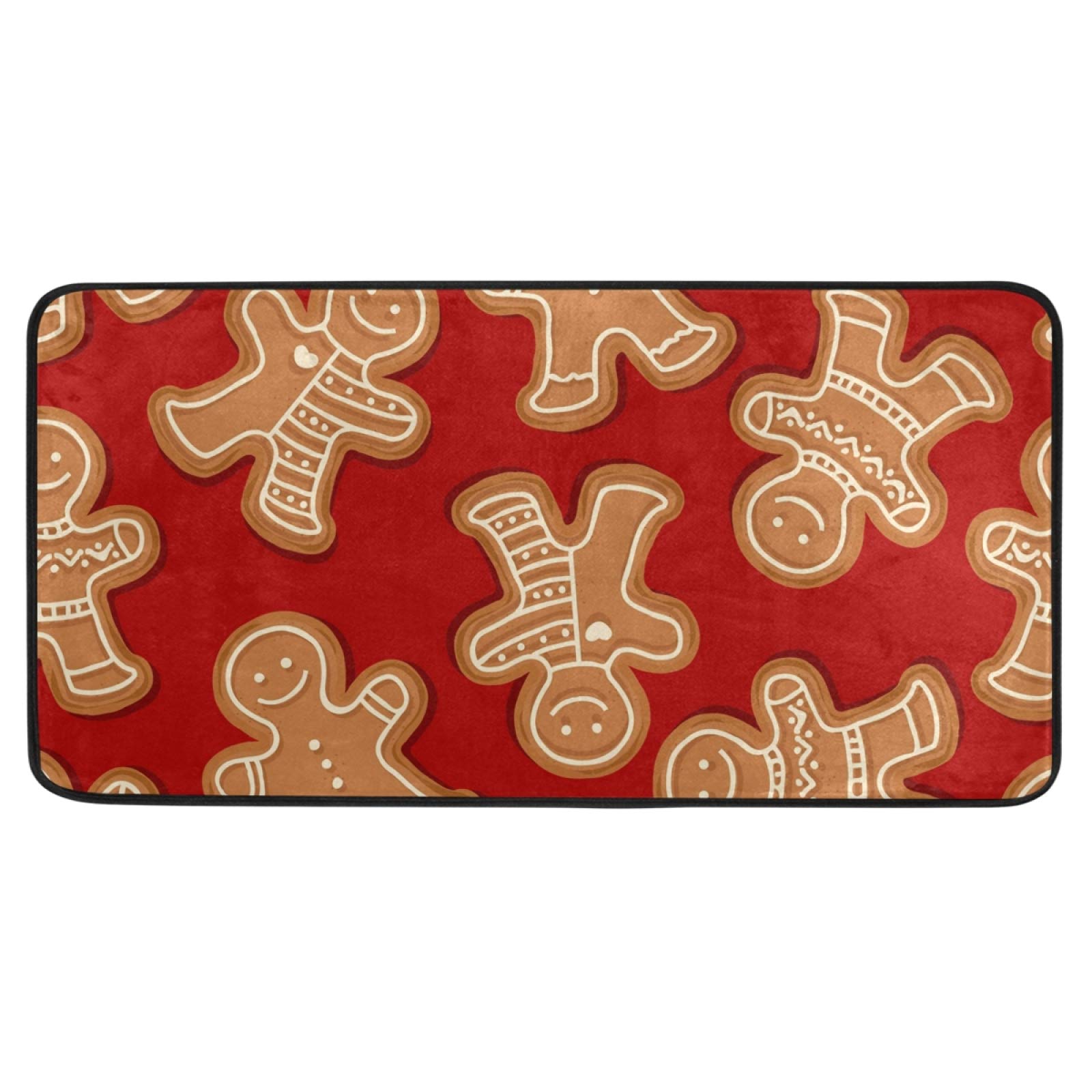 Kitchen Rugs Christmas Gingerbread Cookies Design Non-Slip Soft Kitchen Mats Bath Rug Runner Doormats Carpet for Home Decor, 39" X 20"