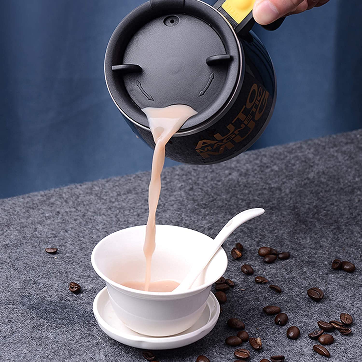 IAMPDD Self Stirring Mug Auto Self Mixing Stainless Steel Cup for Coffee/Tea/Hot Chocolate/Milk Mug for Office/Kitchen/Travel/Home -450ml/15oz The best gift(pink)